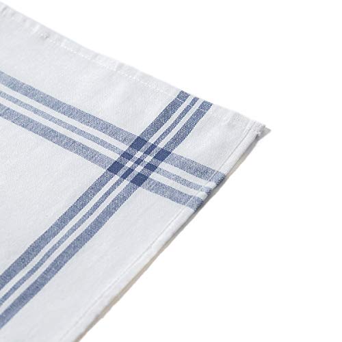 Syfinee 16 pcs - Kitchen Dish Towels, 100% Cotton Bulk Economy Wholesale Tea Towels & Bar Towels, White & Blue Dish Towels