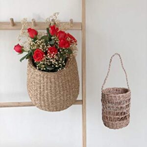 ArteeHome Wall Hanging Medium and Small Storage Baskets, Plant Basket, Woven Wicker Seagrass Hanging Basket, Utensils Holder for Kitchen, Front Door Basket, Boho Chic Decor, Set of 2 pcs