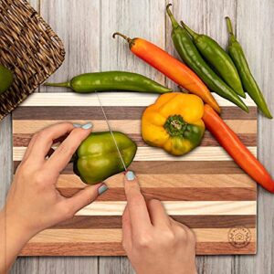 Mini Wood Cutting Board, Small Rustic Serving Board, Multi Wood Cheese Board, Great Kitchen Accessories and Gift, Multi Color/Hardwood Edge Grain Chopping Board, Small Wooden Cutting Board