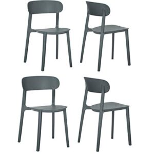 CozyBlock 4 x Campus Series Side Chairs, Mid-Century Modern Dining Chair, Stackable Chair, Great for Indoor and Outdoor (Dark Grey)