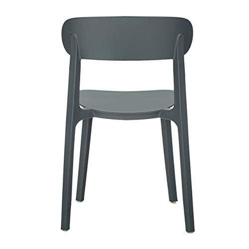 CozyBlock 4 x Campus Series Side Chairs, Mid-Century Modern Dining Chair, Stackable Chair, Great for Indoor and Outdoor (Dark Grey)