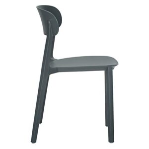 CozyBlock 4 x Campus Series Side Chairs, Mid-Century Modern Dining Chair, Stackable Chair, Great for Indoor and Outdoor (Dark Grey)