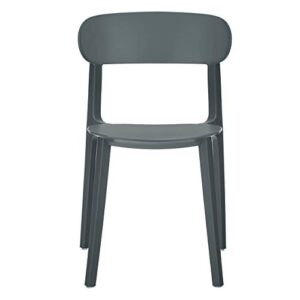 CozyBlock 4 x Campus Series Side Chairs, Mid-Century Modern Dining Chair, Stackable Chair, Great for Indoor and Outdoor (Dark Grey)