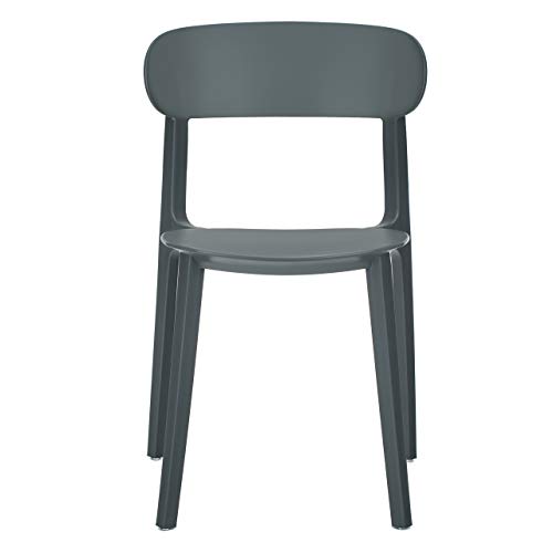 CozyBlock 4 x Campus Series Side Chairs, Mid-Century Modern Dining Chair, Stackable Chair, Great for Indoor and Outdoor (Dark Grey)