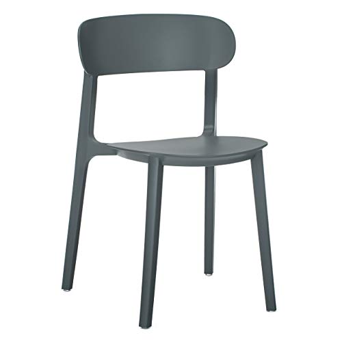 CozyBlock 4 x Campus Series Side Chairs, Mid-Century Modern Dining Chair, Stackable Chair, Great for Indoor and Outdoor (Dark Grey)