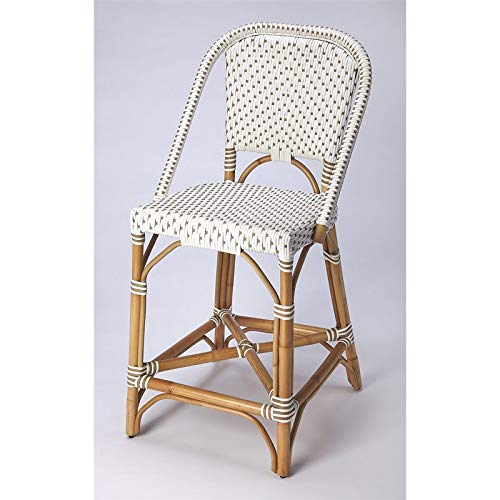 Beaumont Lane Island Living Rattan Counter Stool in White and Tan