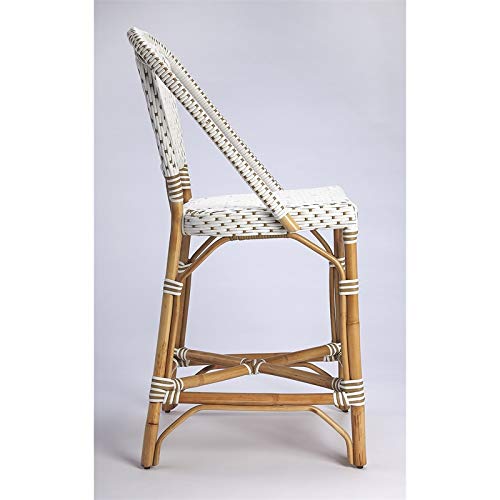 Beaumont Lane Island Living Rattan Counter Stool in White and Tan