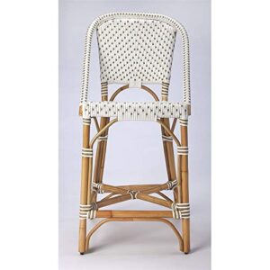 Beaumont Lane Island Living Rattan Counter Stool in White and Tan