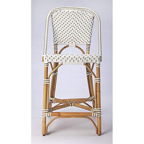 Beaumont Lane Island Living Rattan Counter Stool in White and Tan