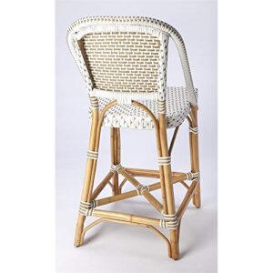 Beaumont Lane Island Living Rattan Counter Stool in White and Tan