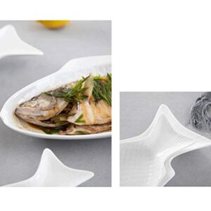 DOITOOL 1Pc Fish Shaped Plate Fish Platter Ceramic Unique Decorative Serving Snack Storage Platter for Party Wedding Restaurants Home (13 Inches, White)