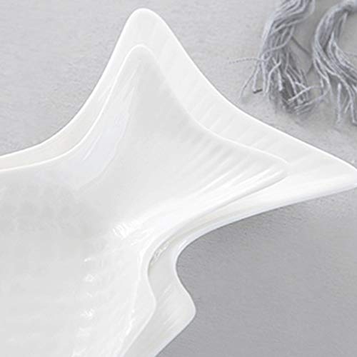 DOITOOL 1Pc Fish Shaped Plate Fish Platter Ceramic Unique Decorative Serving Snack Storage Platter for Party Wedding Restaurants Home (13 Inches, White)