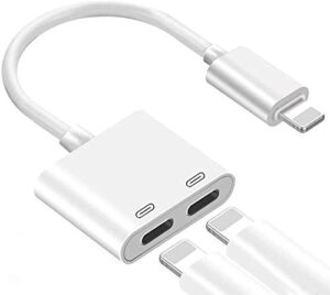 rosyclo apple mfi certified iphone headphone adapter splitter, 2 in 1 dual lightning converter cable dongle music+charge+call+volume control,compatible with iphone 12/11/xs/xr/8/7,ipad