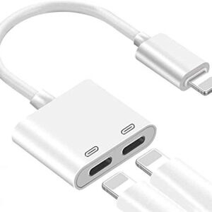 rosyclo Apple MFi Certified iPhone Headphone Adapter Splitter, 2 in 1 Dual Lightning Converter Cable Dongle Music+Charge+Call+Volume Control,Compatible with iPhone 12/11/XS/XR/8/7,iPad