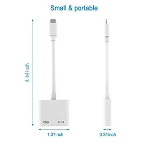 rosyclo Apple MFi Certified iPhone Headphone Adapter Splitter, 2 in 1 Dual Lightning Converter Cable Dongle Music+Charge+Call+Volume Control,Compatible with iPhone 12/11/XS/XR/8/7,iPad