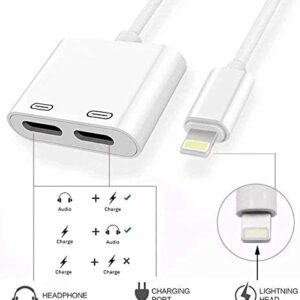 rosyclo Apple MFi Certified iPhone Headphone Adapter Splitter, 2 in 1 Dual Lightning Converter Cable Dongle Music+Charge+Call+Volume Control,Compatible with iPhone 12/11/XS/XR/8/7,iPad