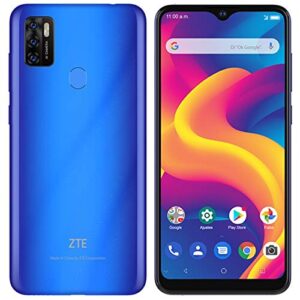 zte blade a7s 2020 (64gb, 2gb) 6.5", 16mp triple camera, 4000mah battery, fingerprint & face unlock, dual sim gsm unlocked us 4g lte (t-mobile, at&t, metro, straight talk) international model (blue)