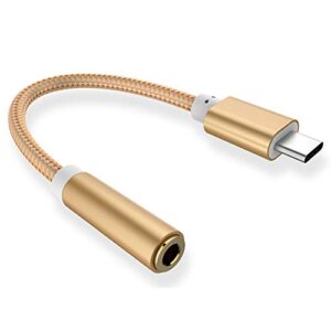 mohaliko headphone adapter 3.5 mm, usb type c to 3.5mm female headphone, braided type-c male to 3.5mm female headphone jack adapter cable converter cord for all kinds of music equipment golden