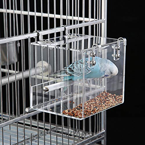 Bird Feeder Food Container Seed Dish No-Mess Anti-Spill NO Assembly Hanging in Cage for Small Birds Budgerigar Canary Cockatiel Finch Parakeet Green Cheek Conures Parrotlets Lovebirds