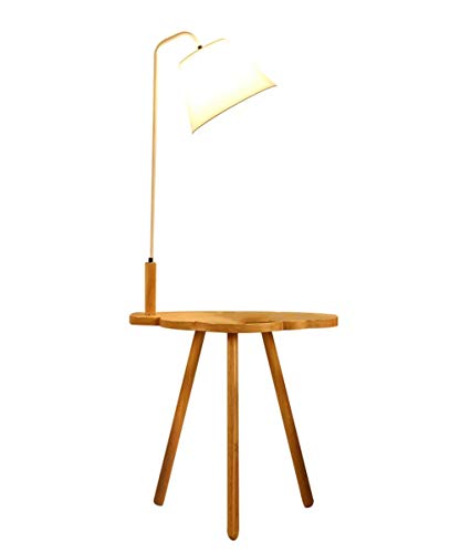 TANGIST Nordic Wood Floor Lamp | Modern Minimalist Style Standing Lamp with Wood Shelf for Living Room Bedroom Study Room Modern Style Home Decoration