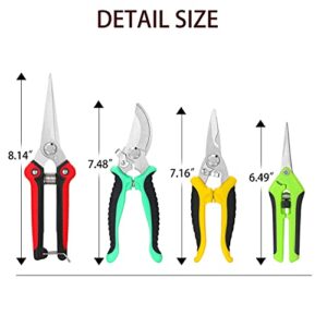 5 pack Garden Pruning Shears Stainless Steel Blades, Handheld Scissors Set with Gardening Gloves,Heavy Duty Garden Bypass Pruning Shears,Tree Trimmers Secateurs, Hand Pruner (Multi-color)