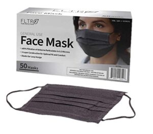 fltr general use face mask, 50 disposable masks (50, black)