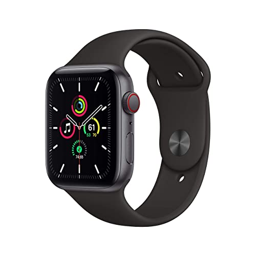 Apple Watch SE (GPS + Cellular, 44mm) - Space Gray Aluminum Case with Black Sport Band (Renewed)