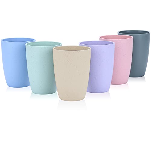 LuckyZone Wheat Straw Reusable Cup - Unbreakable Drinking Glasses Set of 6 - Dishwasher Safe - BPA Free and Eco friendly (6 Color)