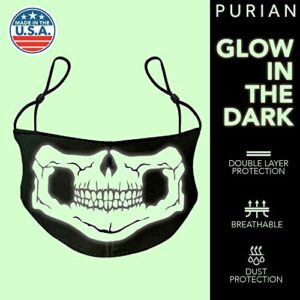 PURIAN Kids Reusable Face Mask, Glow in the Dark Child Holiday Mask USA MADE