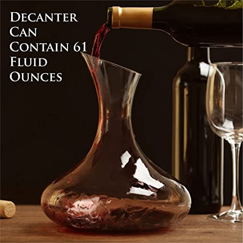 Chef's Star 61 Ounce Wine Decanter with Aerator, Wine Carafe Set with Stemmed Glasses, No handle Wine Decanter Set and 4 Glasses