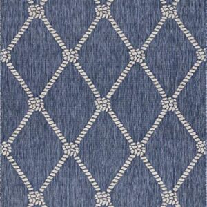 Lr Home Ox Bay Seamas Nautical Knot Indoor Outdoor Rug, Navy/White, 3' x 5'