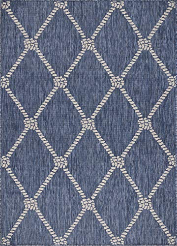 Lr Home Ox Bay Seamas Nautical Knot Indoor Outdoor Rug, Navy/White, 3' x 5'