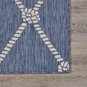 Lr Home Ox Bay Seamas Nautical Knot Indoor Outdoor Rug, Navy/White, 3' x 5'