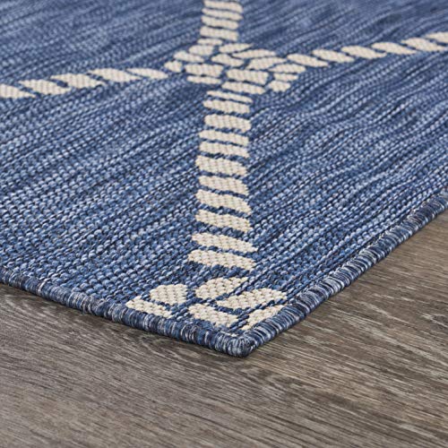 Lr Home Ox Bay Seamas Nautical Knot Indoor Outdoor Rug, Navy/White, 3' x 5'