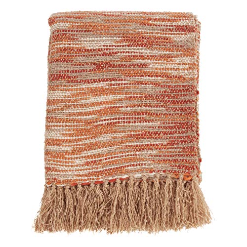 SARO LIFESTYLE Chindi Throw Blanket Rust, 50"" x60 (TH373.RU5060)