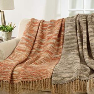 SARO LIFESTYLE Chindi Throw Blanket Rust, 50"" x60 (TH373.RU5060)