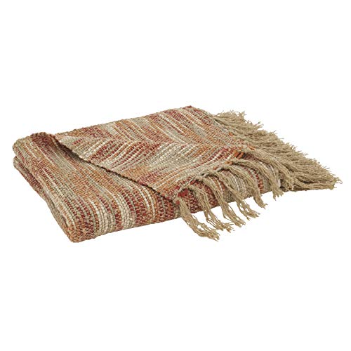 SARO LIFESTYLE Chindi Throw Blanket Rust, 50"" x60 (TH373.RU5060)