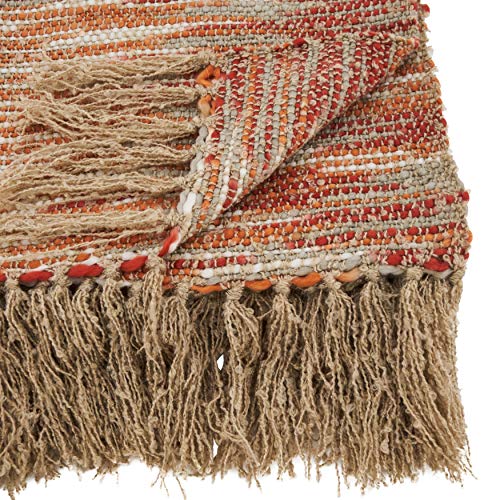 SARO LIFESTYLE Chindi Throw Blanket Rust, 50"" x60 (TH373.RU5060)