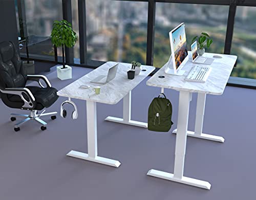 Win Up Time Electric Standing Desk- Adjustable Height Desk, Sit Stand Desk Frame & 48 x 24 Inches Table Top, Adjustable Desks for Home Office, Marbling Style