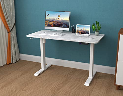 Win Up Time Electric Standing Desk- Adjustable Height Desk, Sit Stand Desk Frame & 48 x 24 Inches Table Top, Adjustable Desks for Home Office, Marbling Style