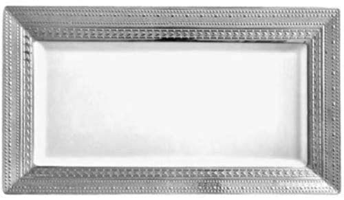 DecorLine "Clear Rectangular Serving Tray with Silver Rim - 14" x 7.25" | Symphony Collection | Pack of 2", clear/silver (2700)