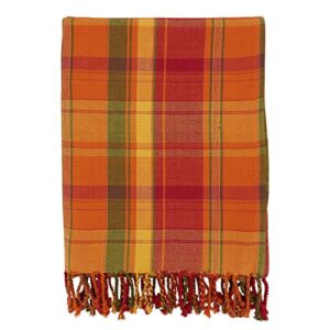 saro lifestyle harvest plaid throw blanket, terracotta, 50"" x 60""" (th520.tc5060)