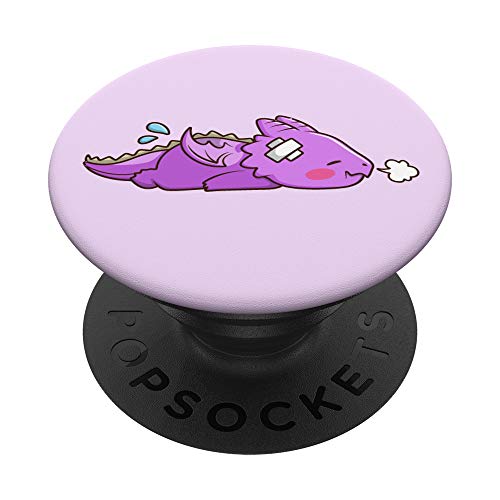 Cute Kawaii Lazy Chibi Purple Dragon PopSockets Swappable PopGrip