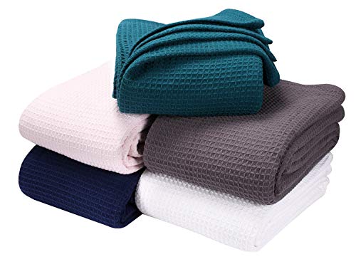 Premium Summer Cotton Thermal Blanket King Throw Bed Blanket - Soft Breathable Blanket - Perfect for Layering Any Bed - 102x90 Inch - Teal