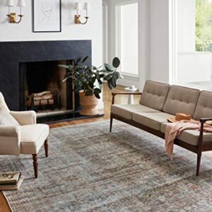 Chris Loves Julia x Loloi Jules Collection JUL-05 Lagoon / Brick 7'-6" x 9'-6" Area Rug