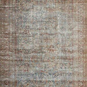 Chris Loves Julia x Loloi Jules Collection JUL-05 Lagoon / Brick 7'-6" x 9'-6" Area Rug