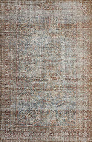 Chris Loves Julia x Loloi Jules Collection JUL-05 Lagoon / Brick 7'-6" x 9'-6" Area Rug