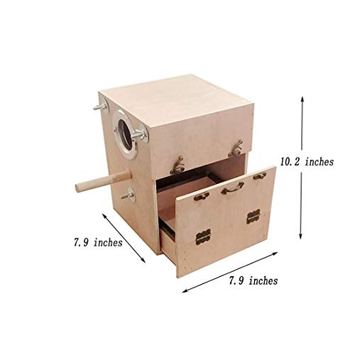 Tfwadmx Bird Wood Breeding Box Lovebirds Nesting Station House Aviary Cage Clear View Window for Parakeet Cockatiel Peony Finch Conure Budgie Parrots Tits Finches and Other Wild Birds