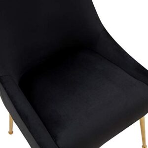 Limari Home Lombardo Collection Modern Style Velvet Upholstered Dining Chair with Back Handle (Set of 2), Black, Gold