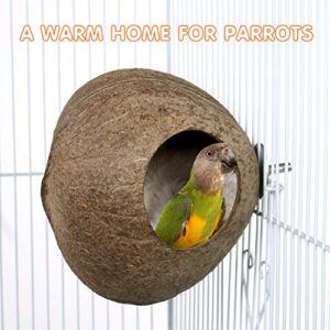 POPETPOP Nest for Birds Winter Warm Bird Nest House Natural Coconut Shell Simulation Birdhouse Grass Bird Hut Parakeet Nesting Box ï¼ˆNo Blanket